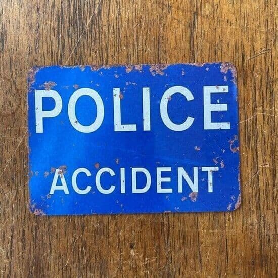 Blue Police Accident - Metal Sign Plaque