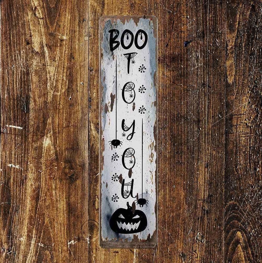 Boo to You Pumpkin Halloween Metal Sign Plaque