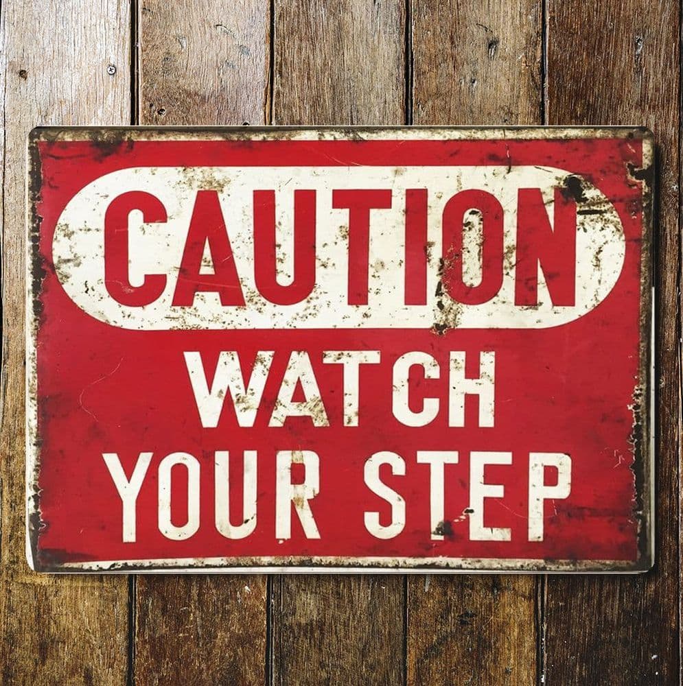 Watch Your Step Sign Circular Watch Your Step Label, SKU: LB 2147
