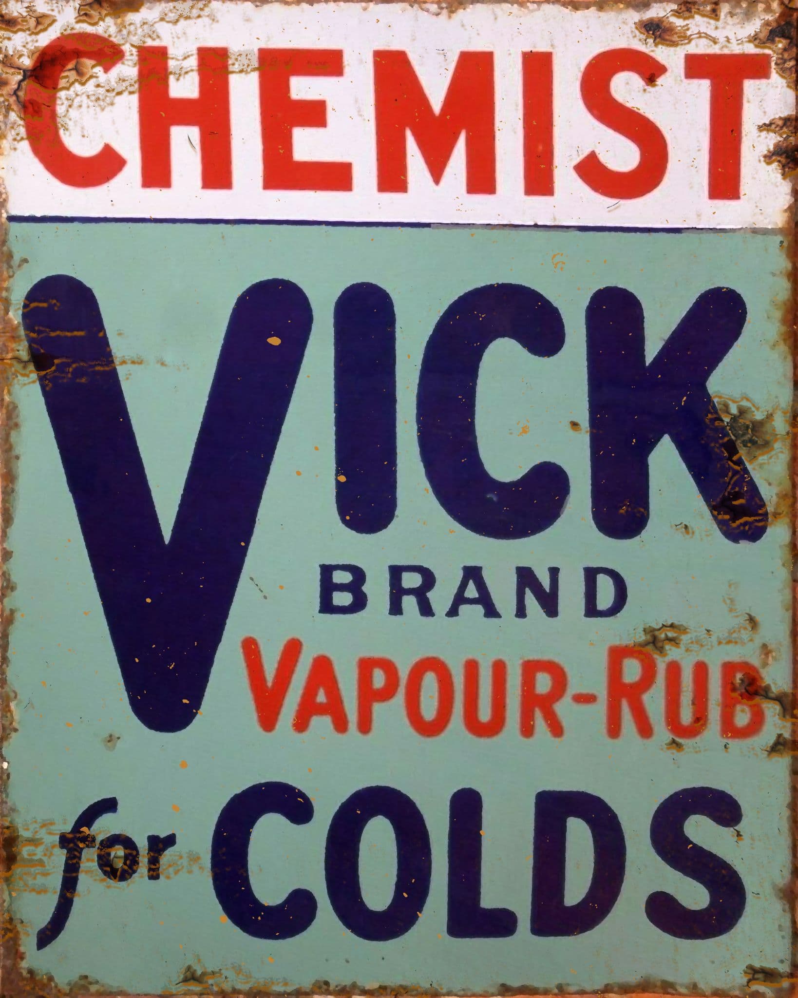 Chemist Vick For Colds Metal Sign Plaque