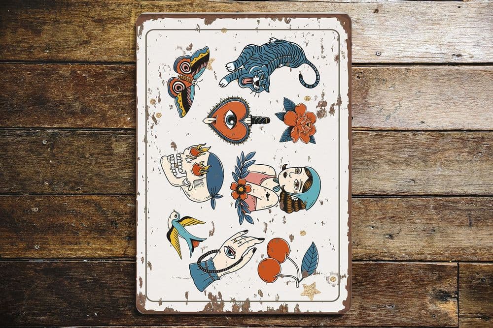 Classi Tattoo symbols Metal Sign Humorous Plaque