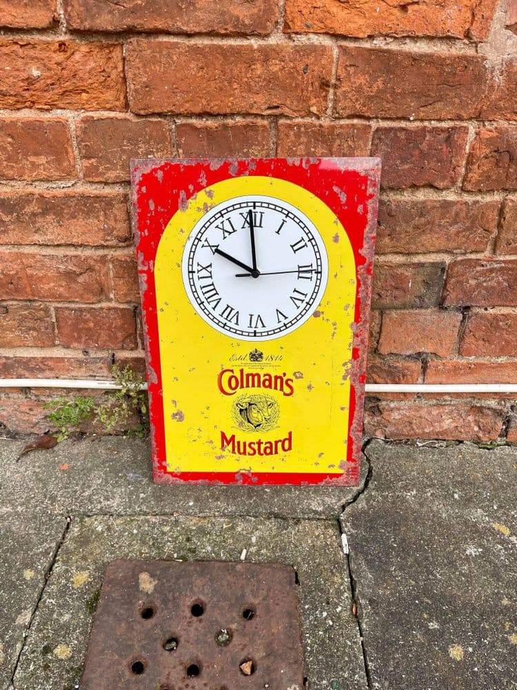 Clock Colmans Mustard Tin Sign Metal Sign Plaque 30x45cm
