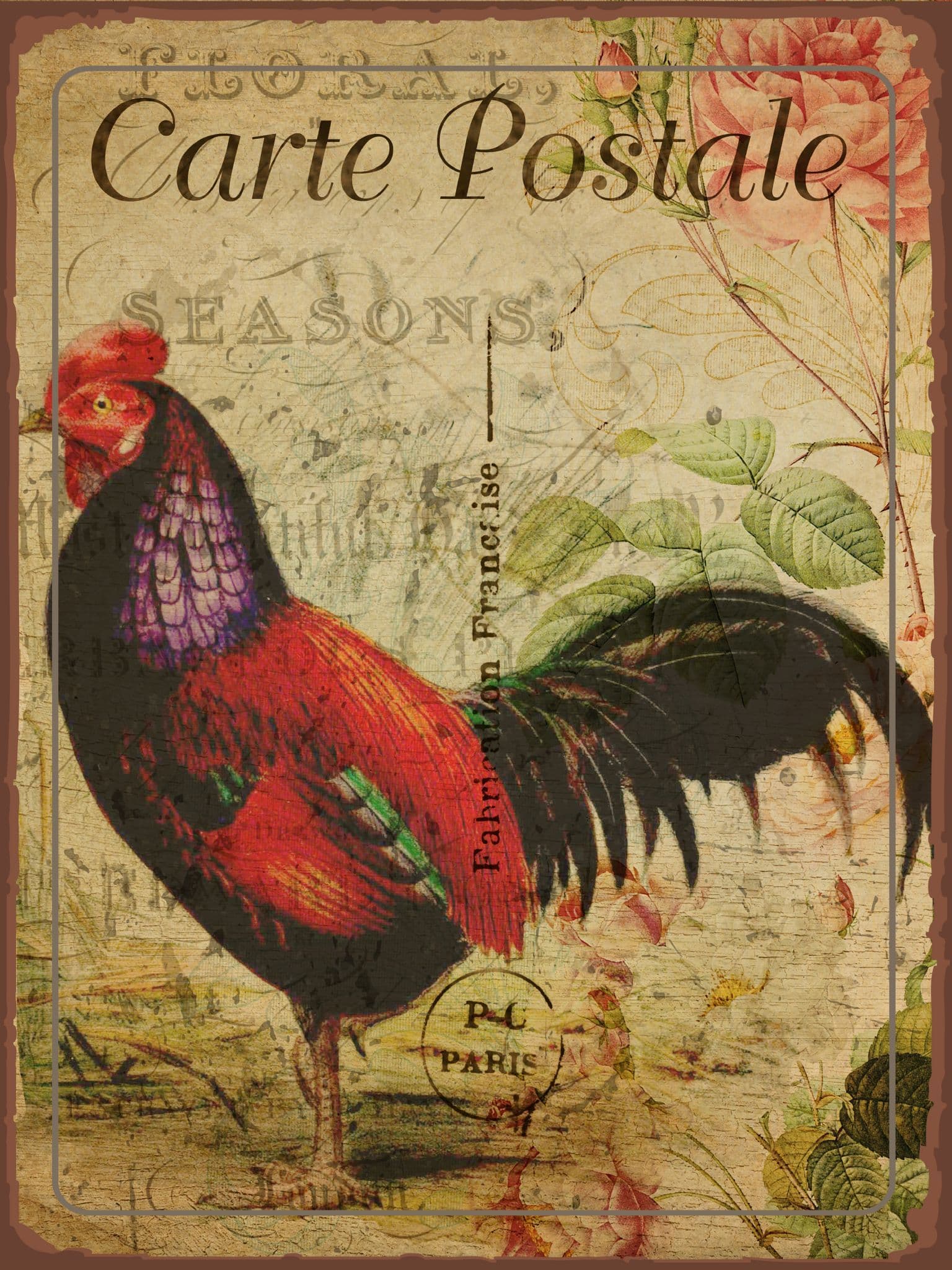 Cockeral French Hen Chicken - Metal Propaganda Wall Sign