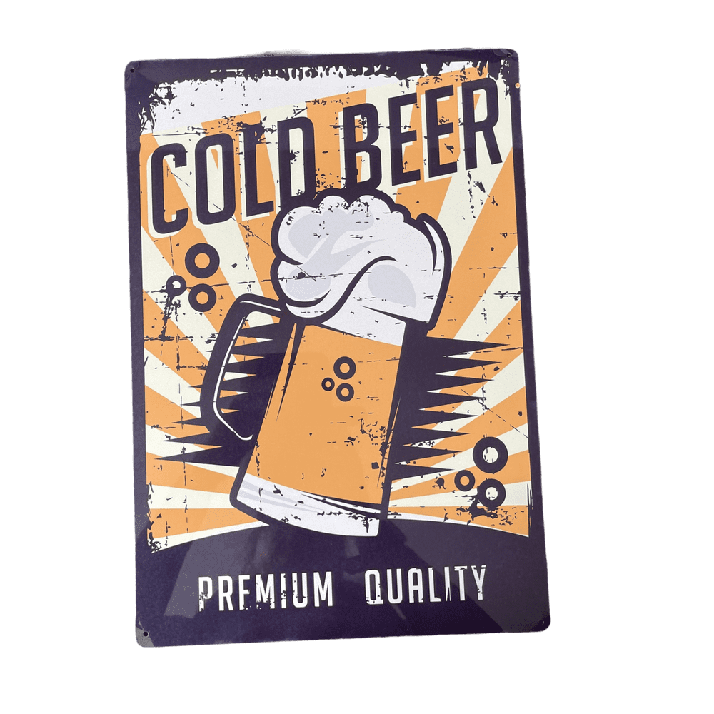 Cold Beer Metal Sign Pub Bar Plaque