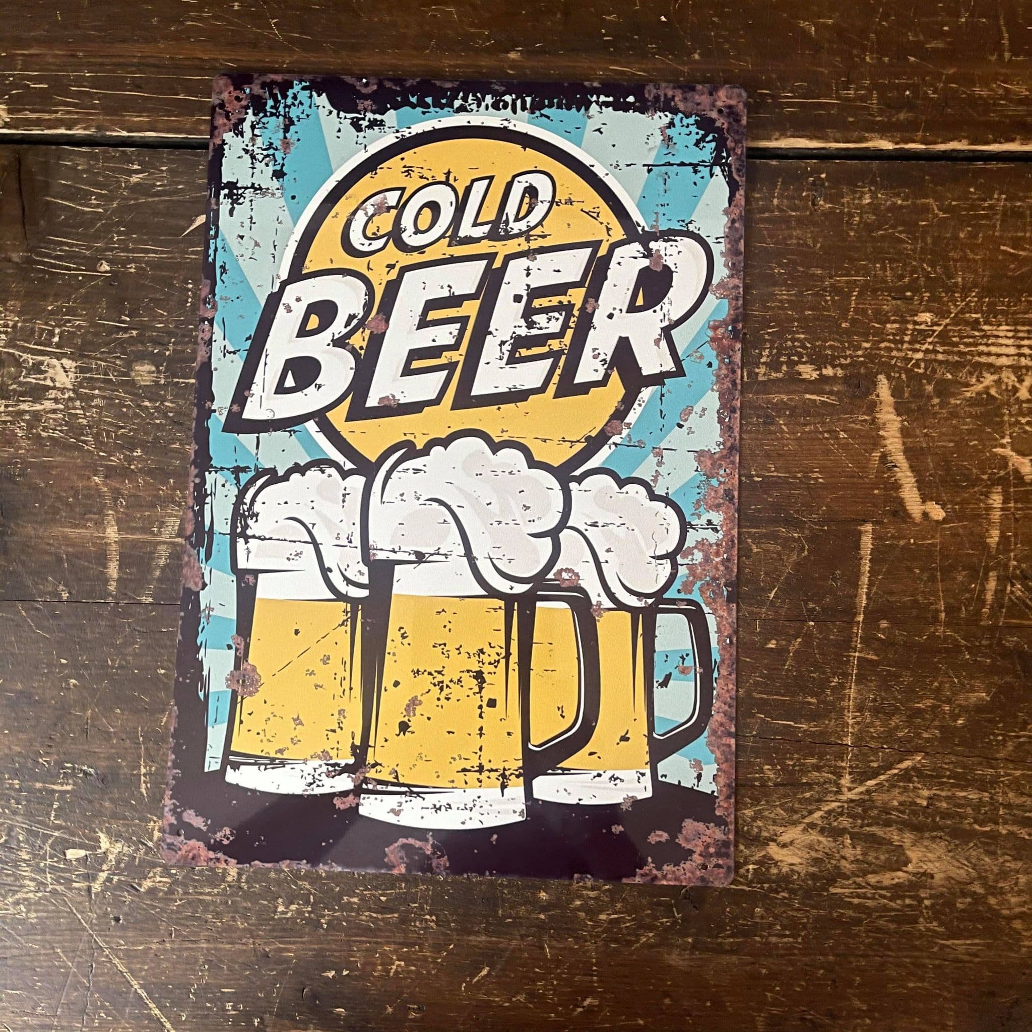 Cold Beer Pints - Metal Vintage Wall Sign