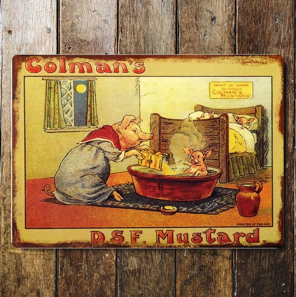 Colmans D S F Mustard Pig - Metal Advertising Wall Sign