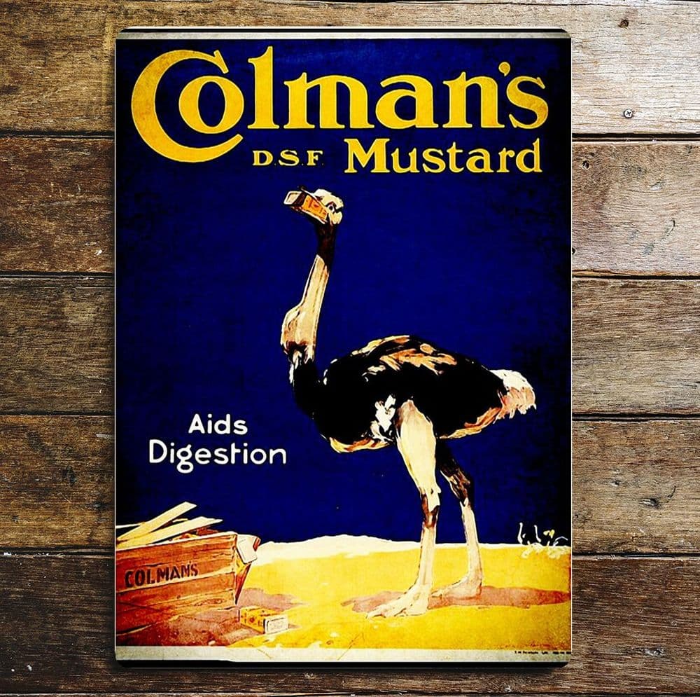 Colmans Mustard ostrich - Metal Advertising Wall Sign