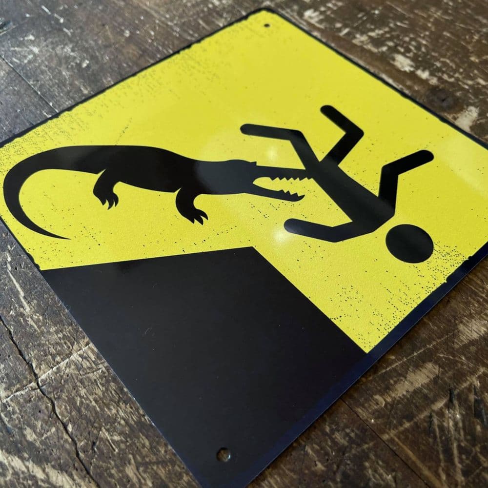 Stickman Warning - Croc - Metal Wall Sign