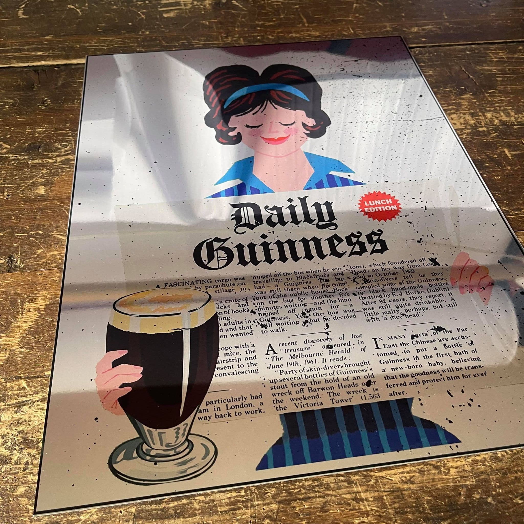Daily guinness Mirror - Mirroed Metal Wall Sign