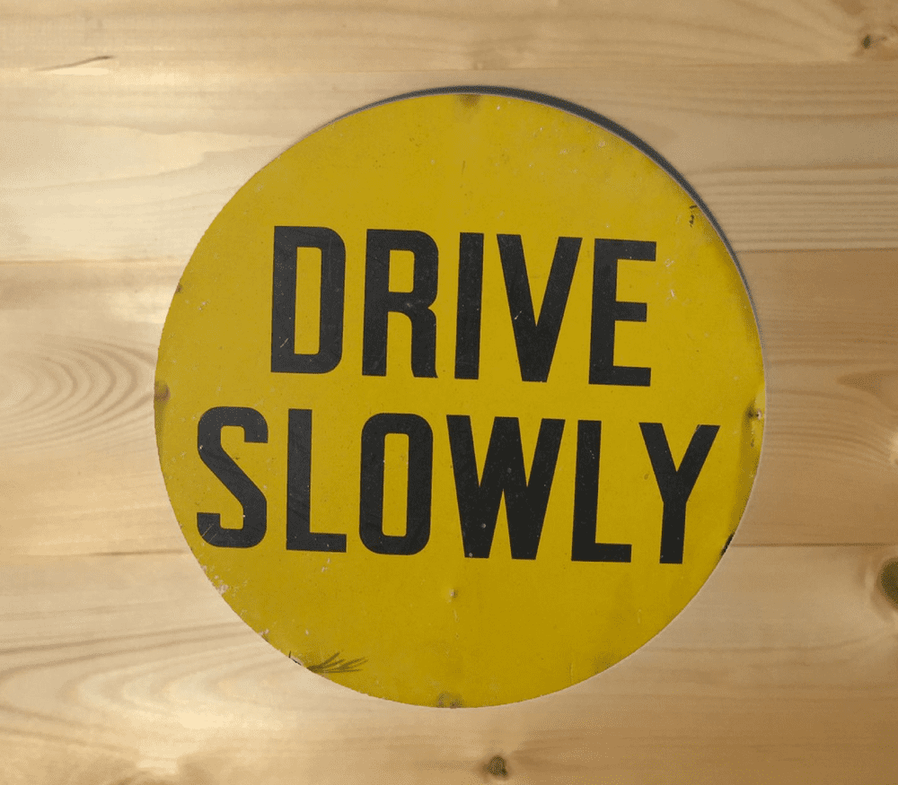 Drive Slowly Car Circle - Metal Street Sign Wall Sign
