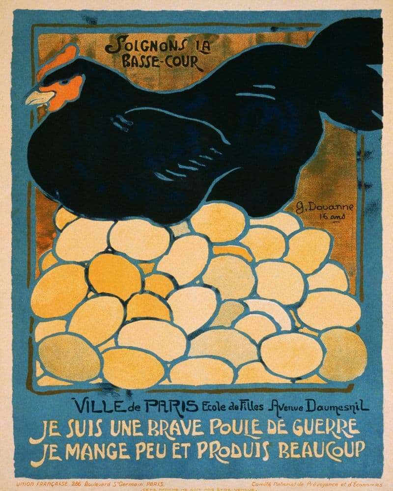 French Hen Chicken World War - Metal Propaganda Wall Sign