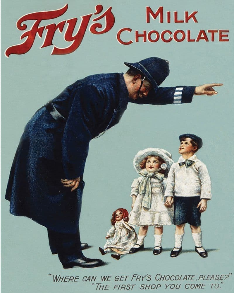 Frys Milk Chocolates Police - Metal Advertising Wall Sign