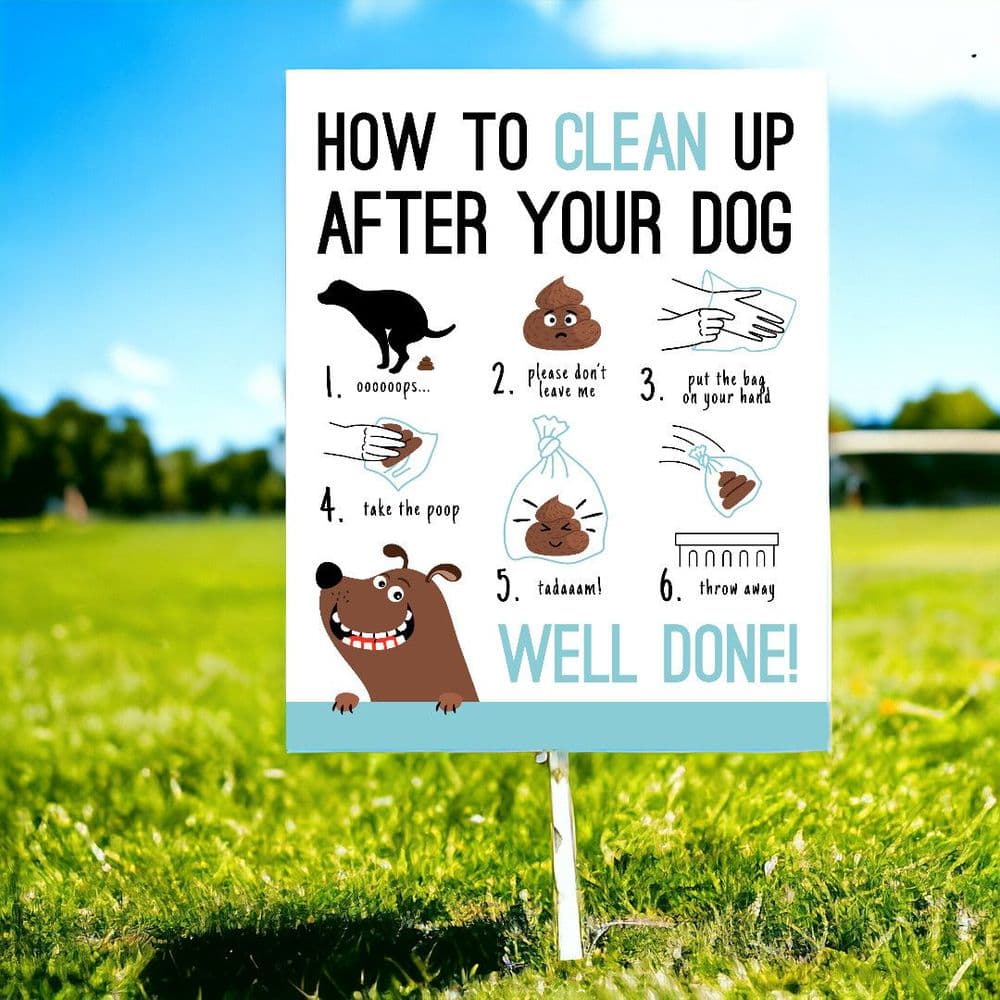 How to clean up after your Dog Poop Instructions - Metal Sign Plaque