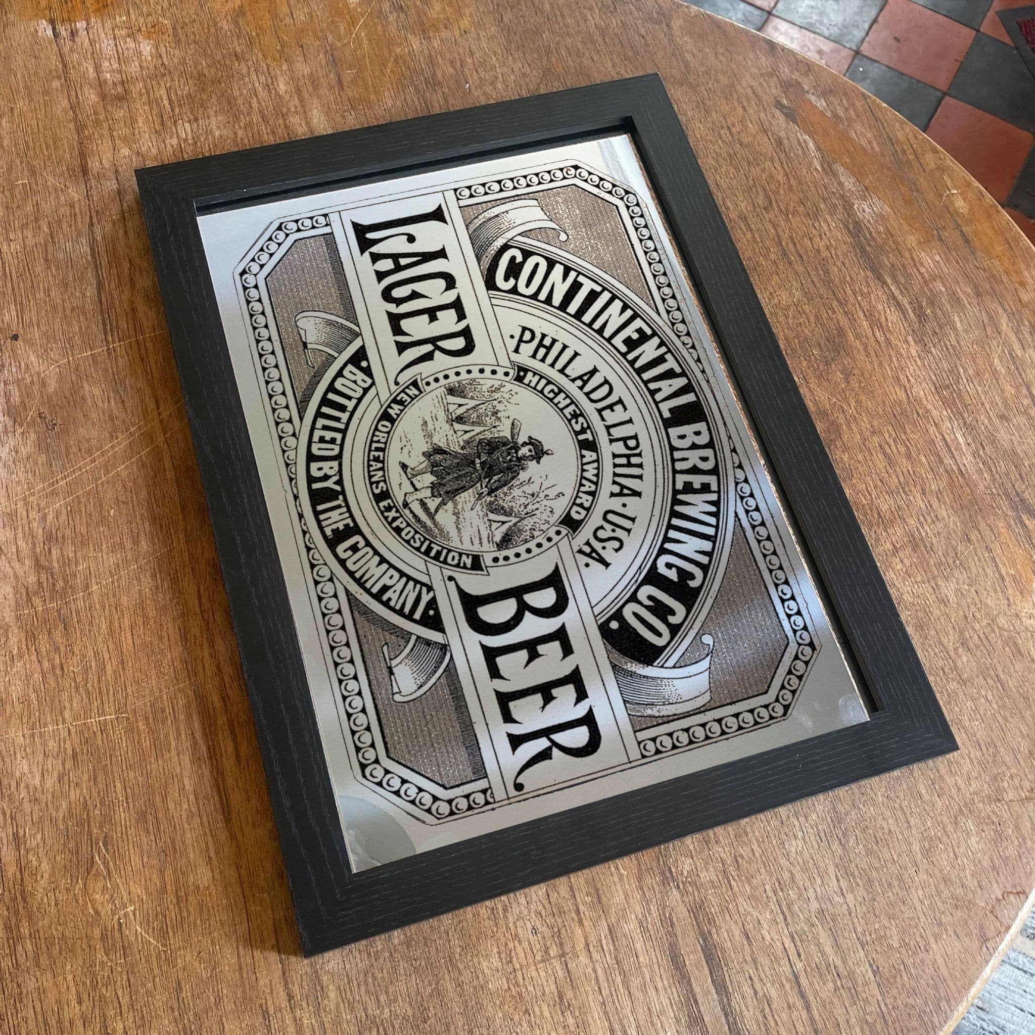 Lager Beer Mirror - Mirroed Metal Wall Sign