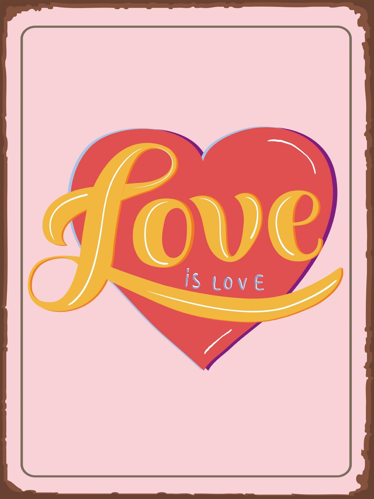 Love Pink Heart - Metal Sign Plaque