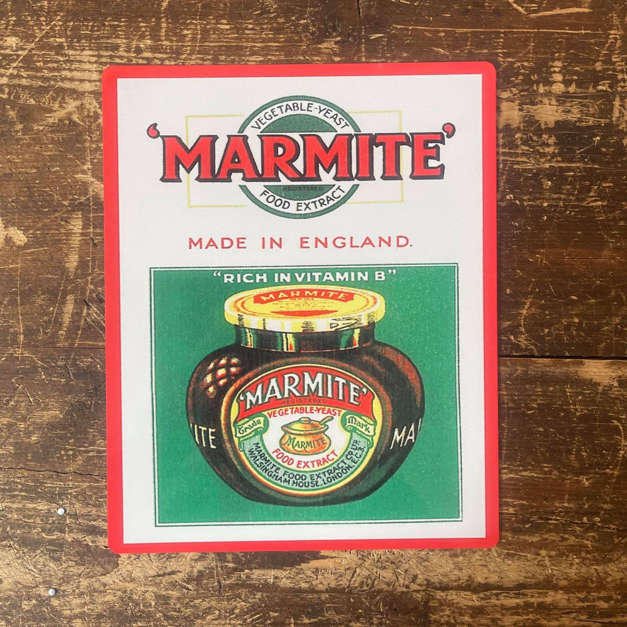 Marmite Made In England - Metal Advertising Wall Sign