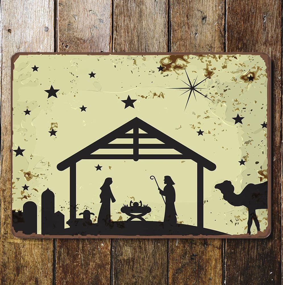 nativity manger jesus mary Christmas - Metal Advertising Wall Sign