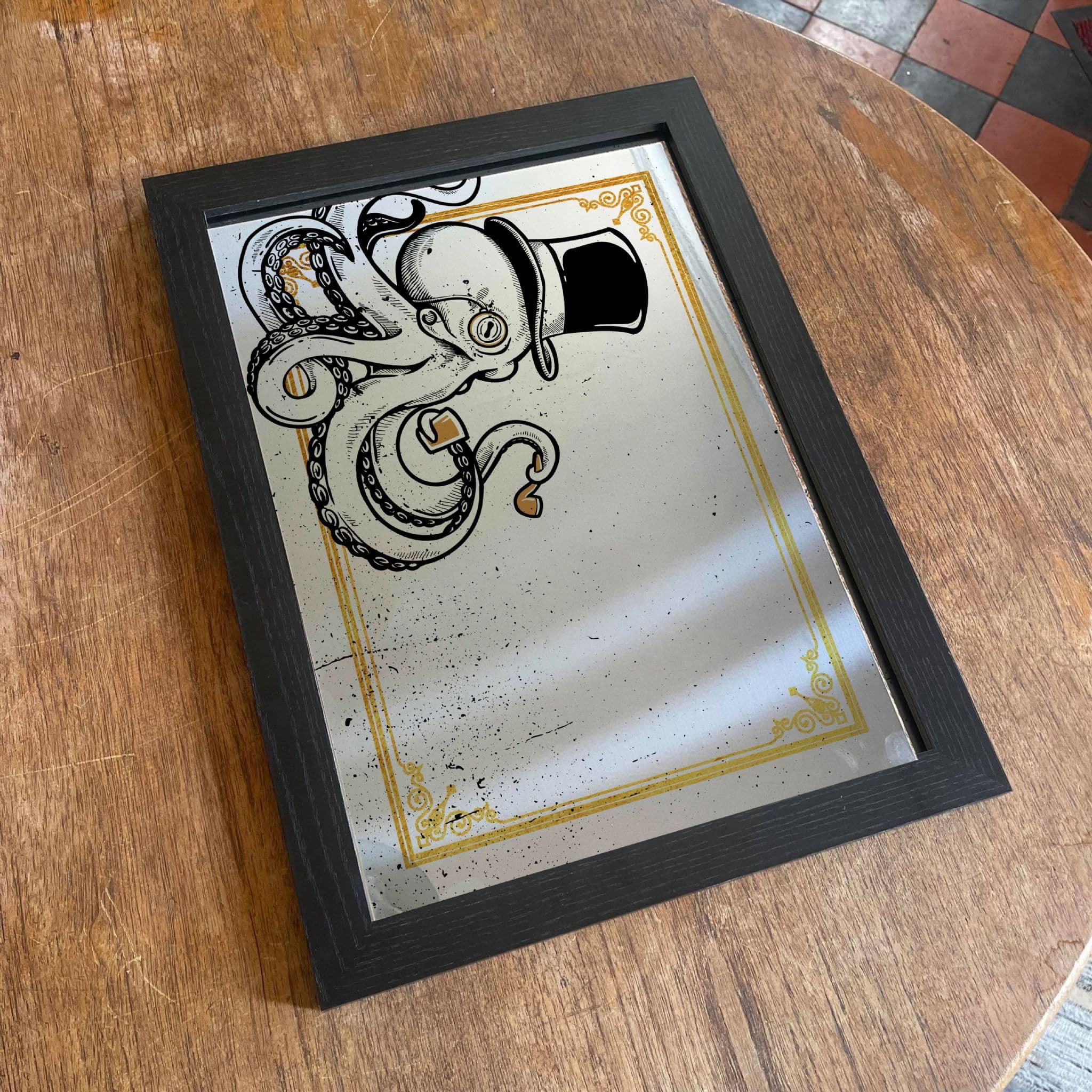 Octopus Mirror - Mirroed Metal Wall Sign