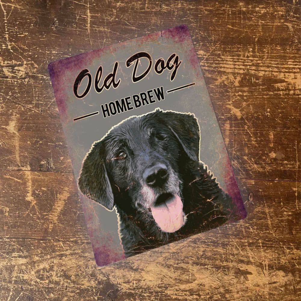 Old Dog Home brew Brewery Style Animal labrador - Metal Advertising ...