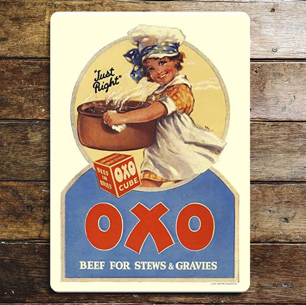 Oxo Cube Beef For Stews & Gravies - Metal Advertising Wall Sign