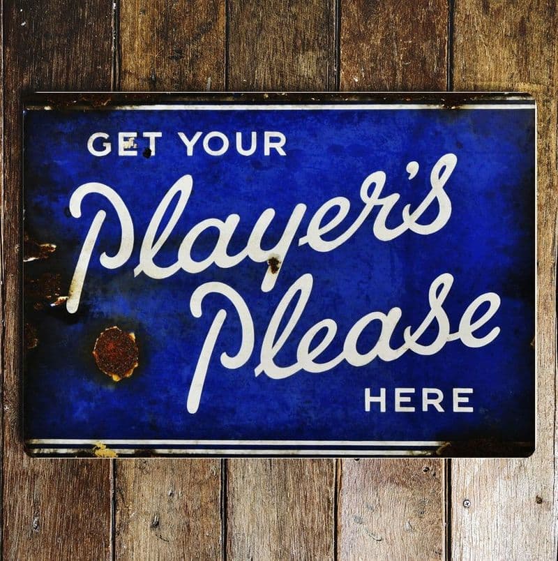 Players Please Blue - Metal Advertising Wall Sign