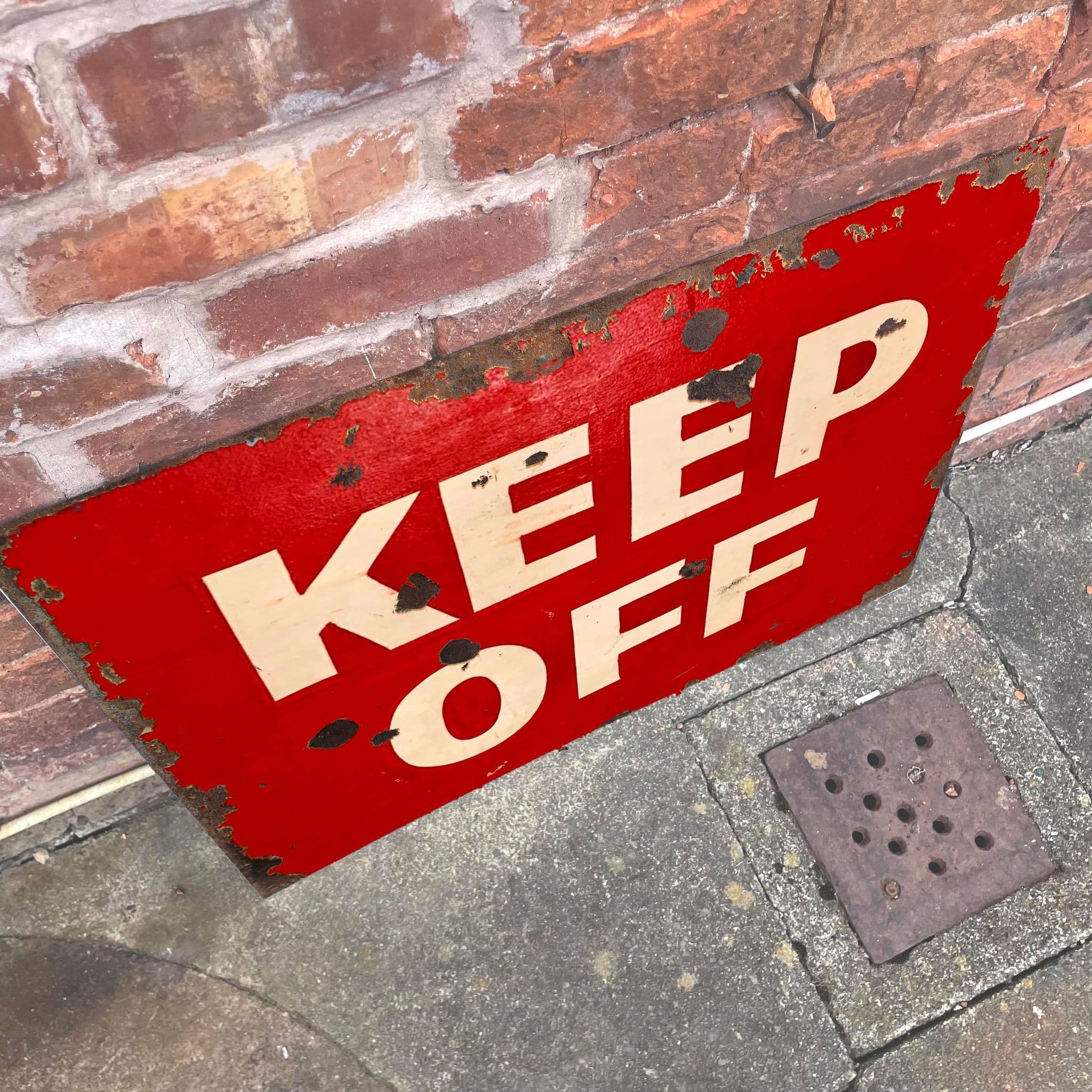 Red Keep Off - Metal Advertising Wall Sign