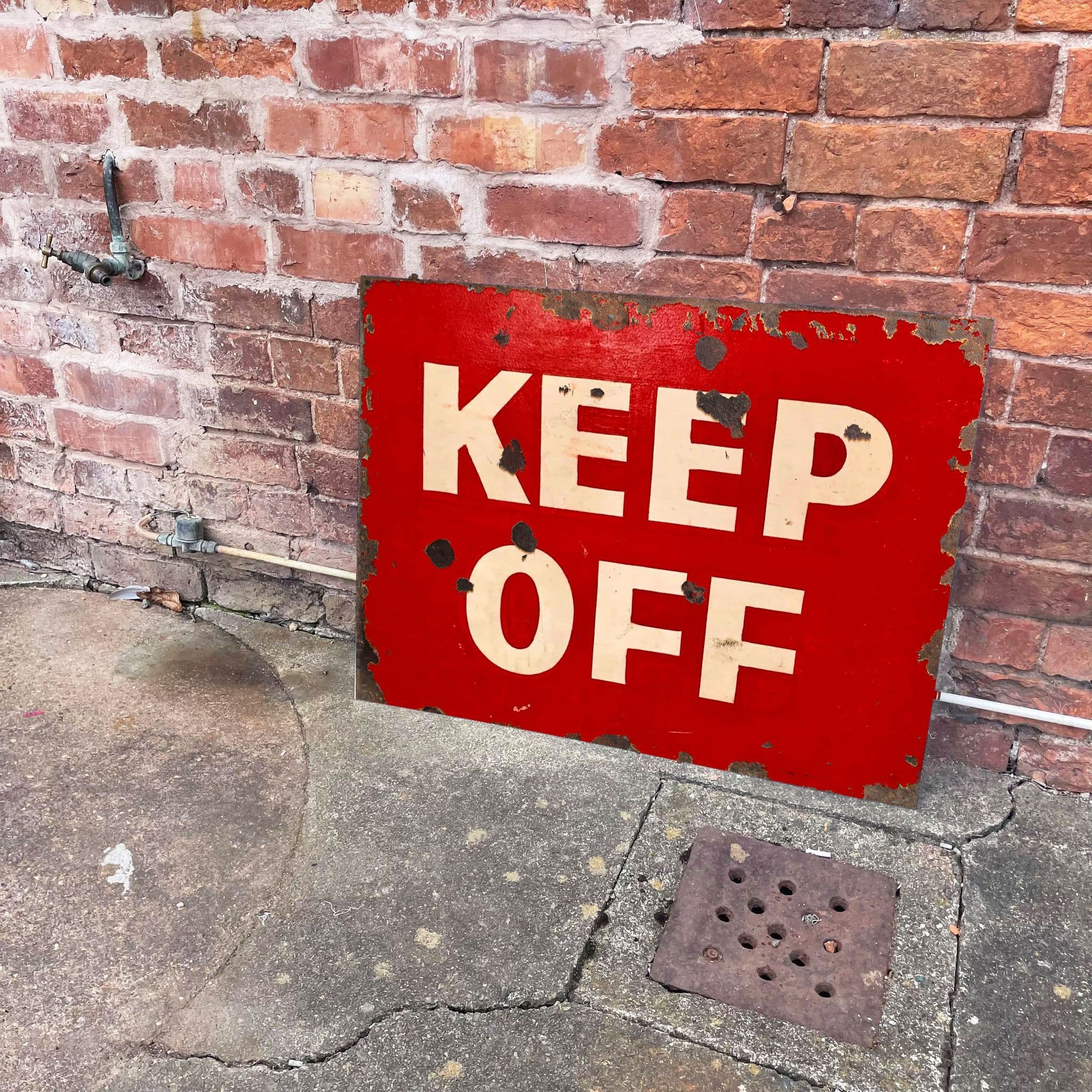 Red Keep Off - Metal Advertising Wall Sign