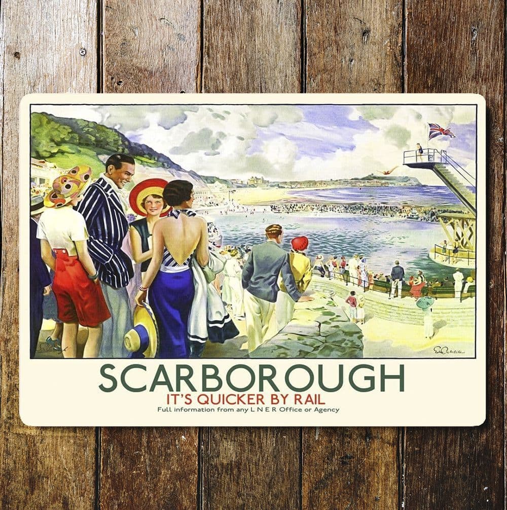 Scarborough Britsish Railways - Metal Travel Wall Sign