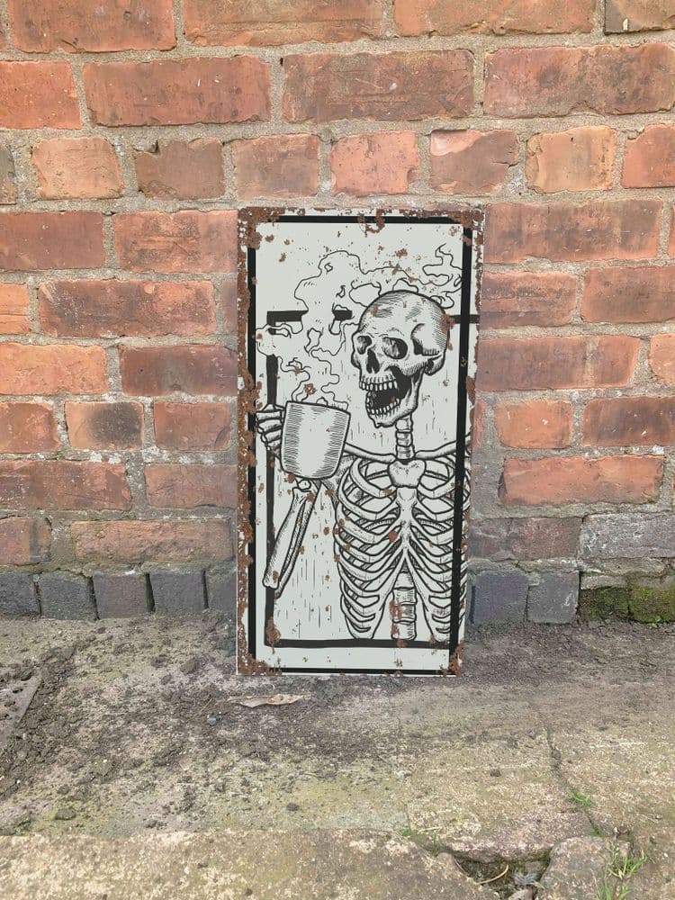 Skeleton Coffee 24 Metal Wall Sign