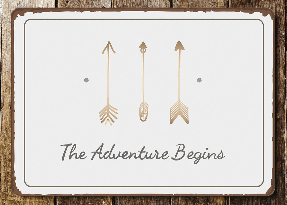 The Adventure Begins - Travel - Metal Sign Plaque