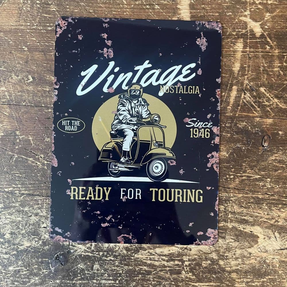 Vintage Nostalgia ready for Tour Motorbike Mob Moped - Metal Vintage ...
