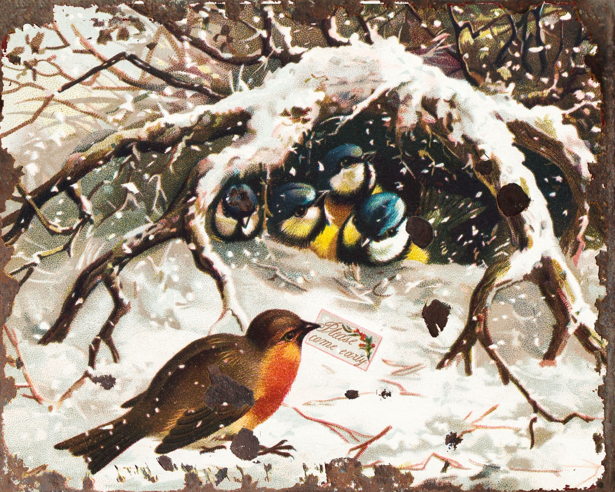 Vintage Robin Christmas - Metal Vintage Wall Sign