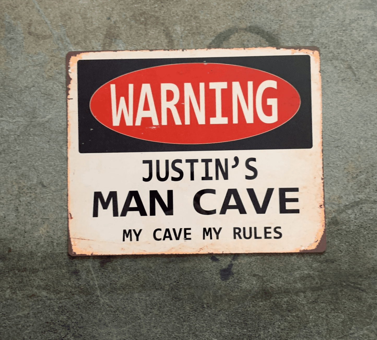 Warning Man Cave My Cave My Rules Door Sign Personalised With Any Name ...