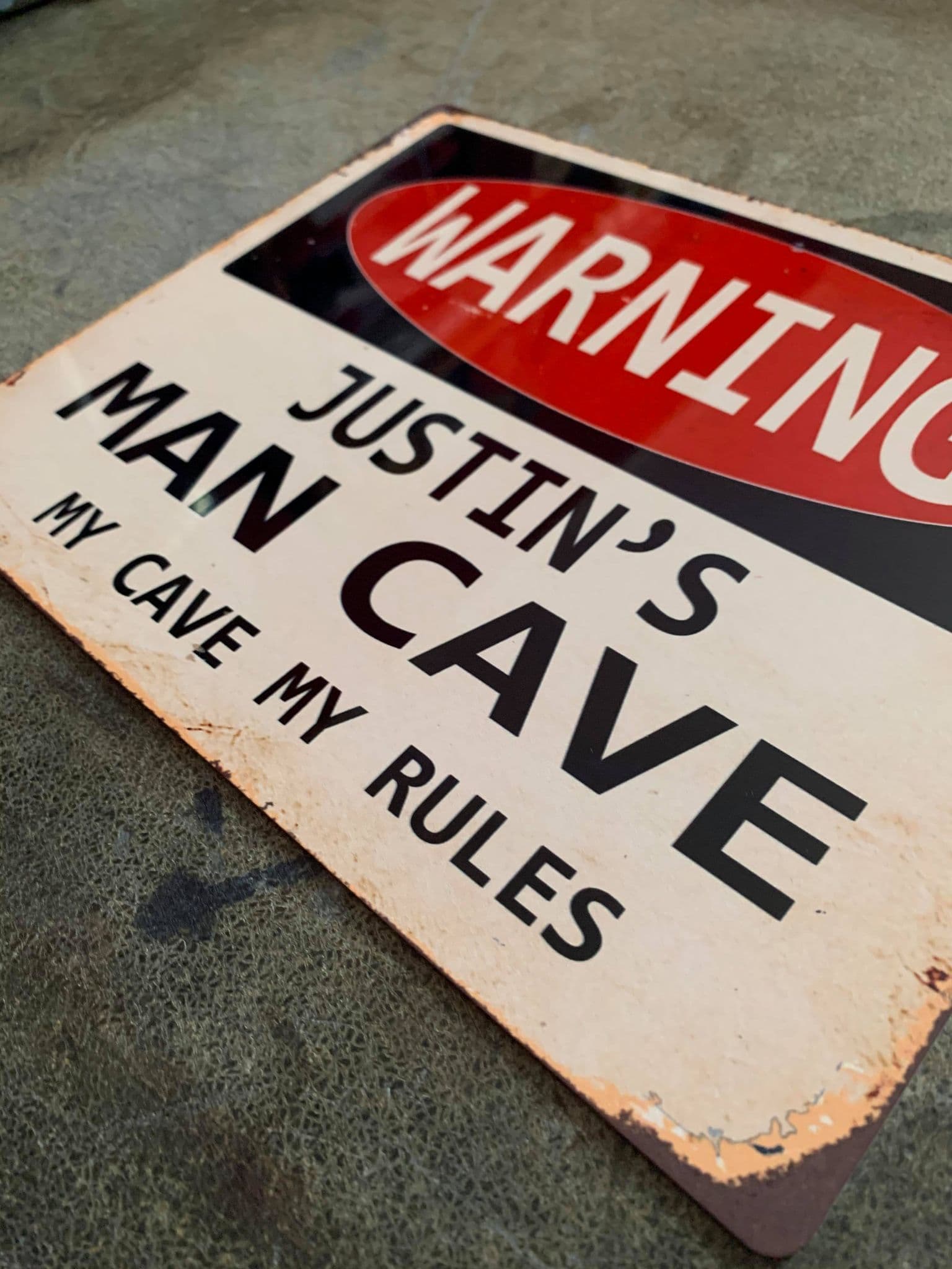 Warning Man Cave My Cave My Rules Door Sign Personalised With Any Name ...