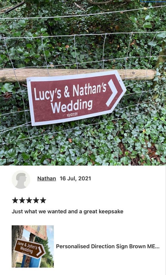 Wedding Brown Personalised Direction Arrow - Metal Wall Sign