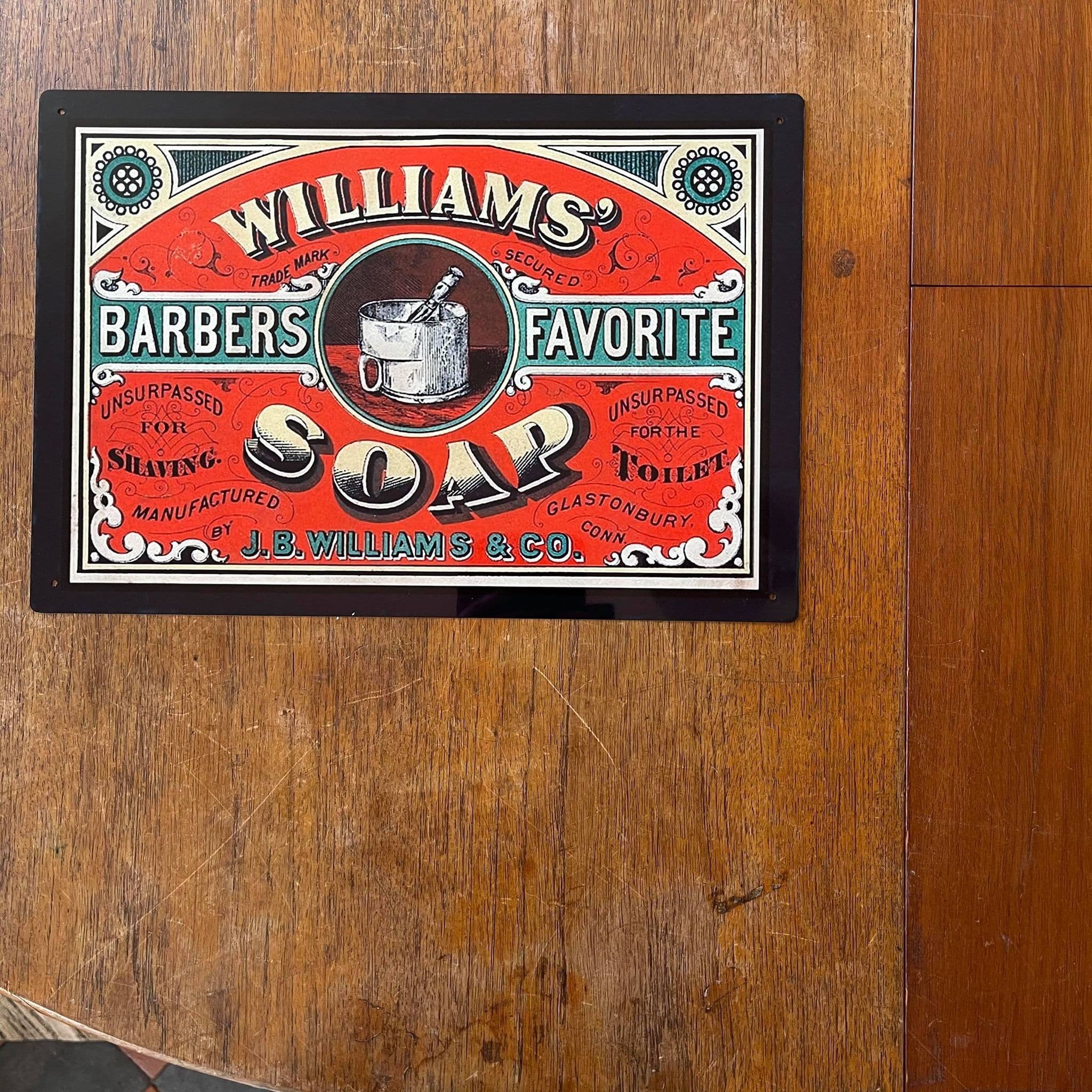 Williams Barbers Favorite Soap - Metal Advertising Wall Sign