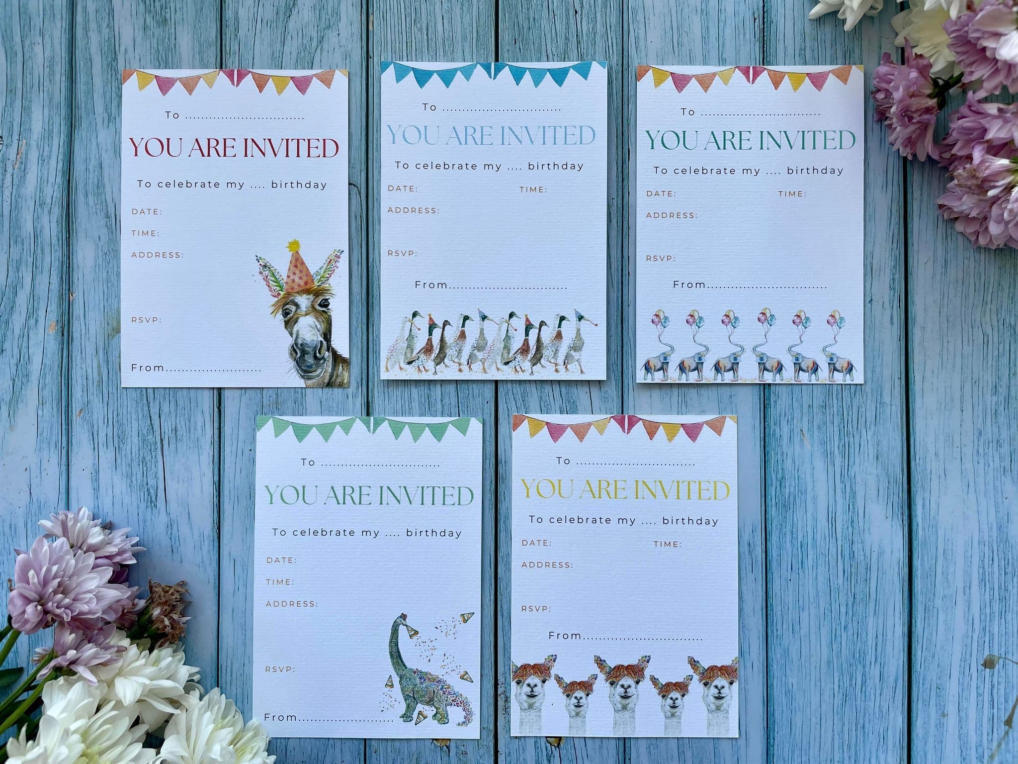 BRIAN THE BRACHIOSAURUS DINOSAUR PARTY INVITATIONS - PACK OF 10