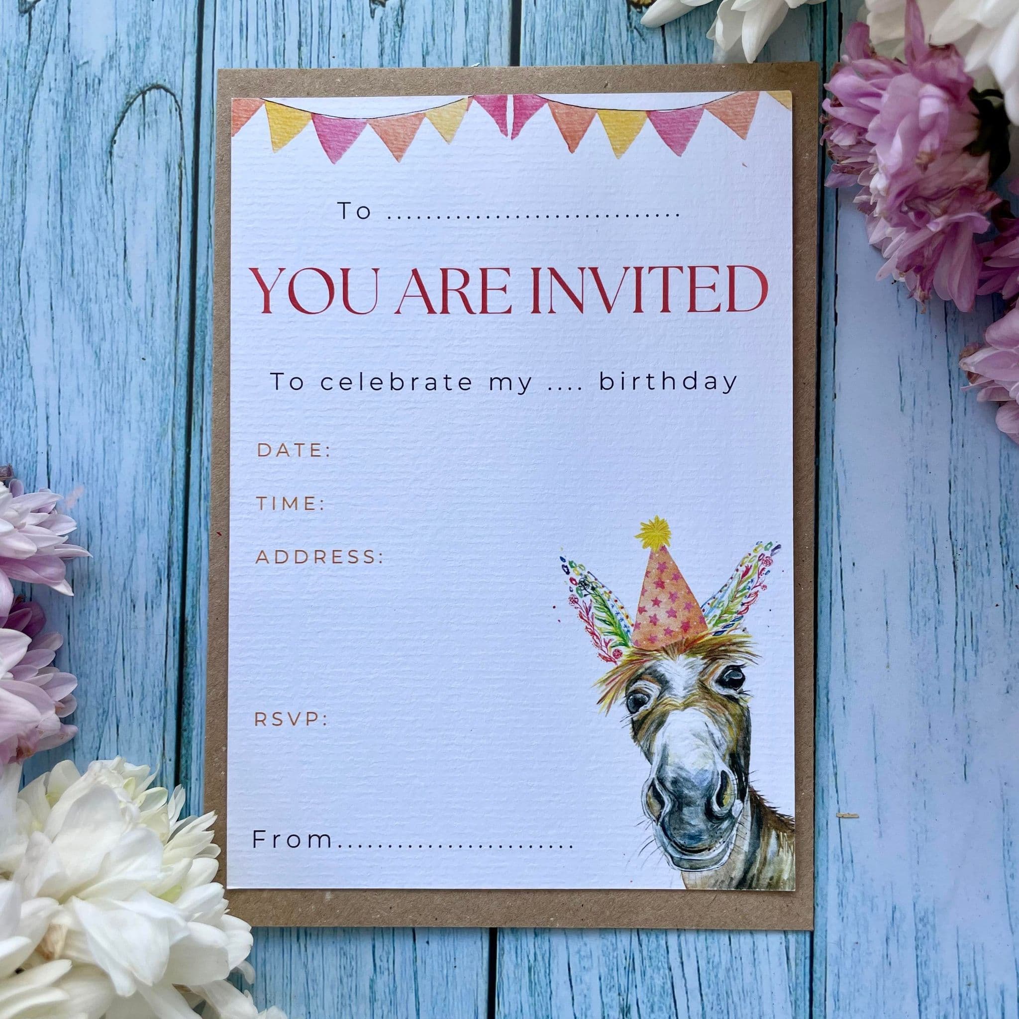 DYLAN THE DONKEY PARTY INVITATIONS - PACK OF 10