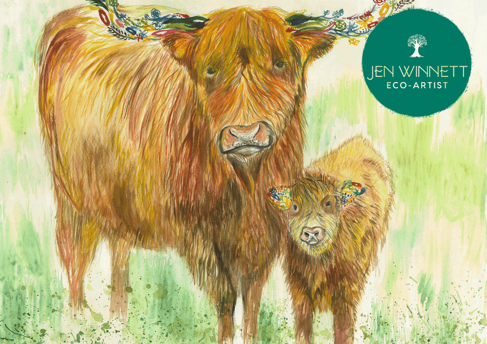HETTIE AND HAMISH THE HIGHLAND COWS - SIGNED PRINT