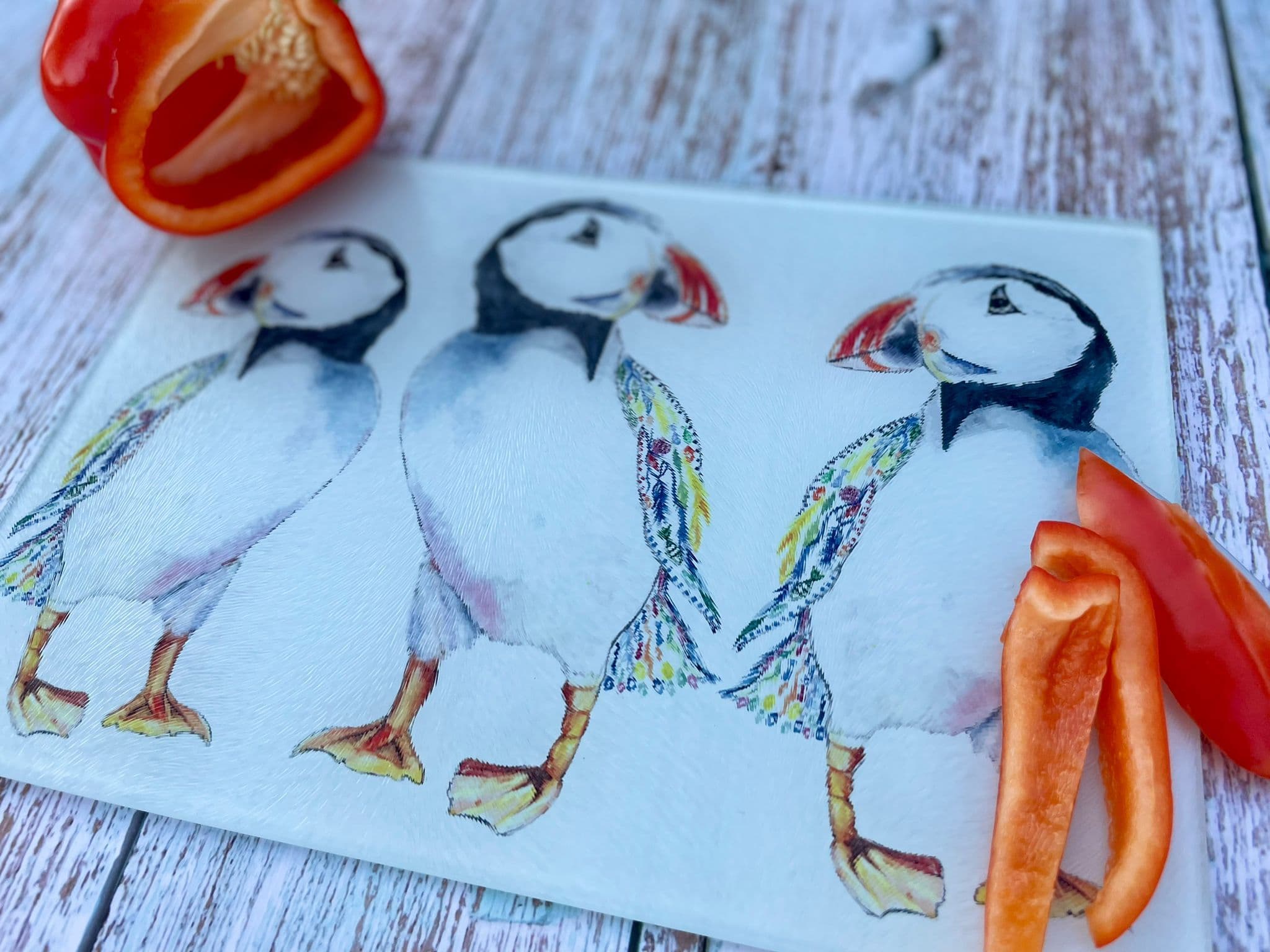 PERCY THE PUFFIN MINI ECO CHOPPING BOARD/ WORKTOP SAVER