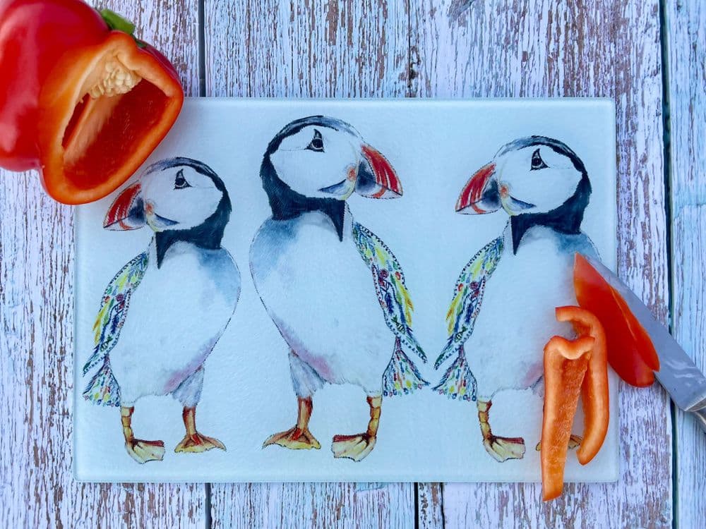 PERCY THE PUFFIN MINI ECO CHOPPING BOARD/ WORKTOP SAVER
