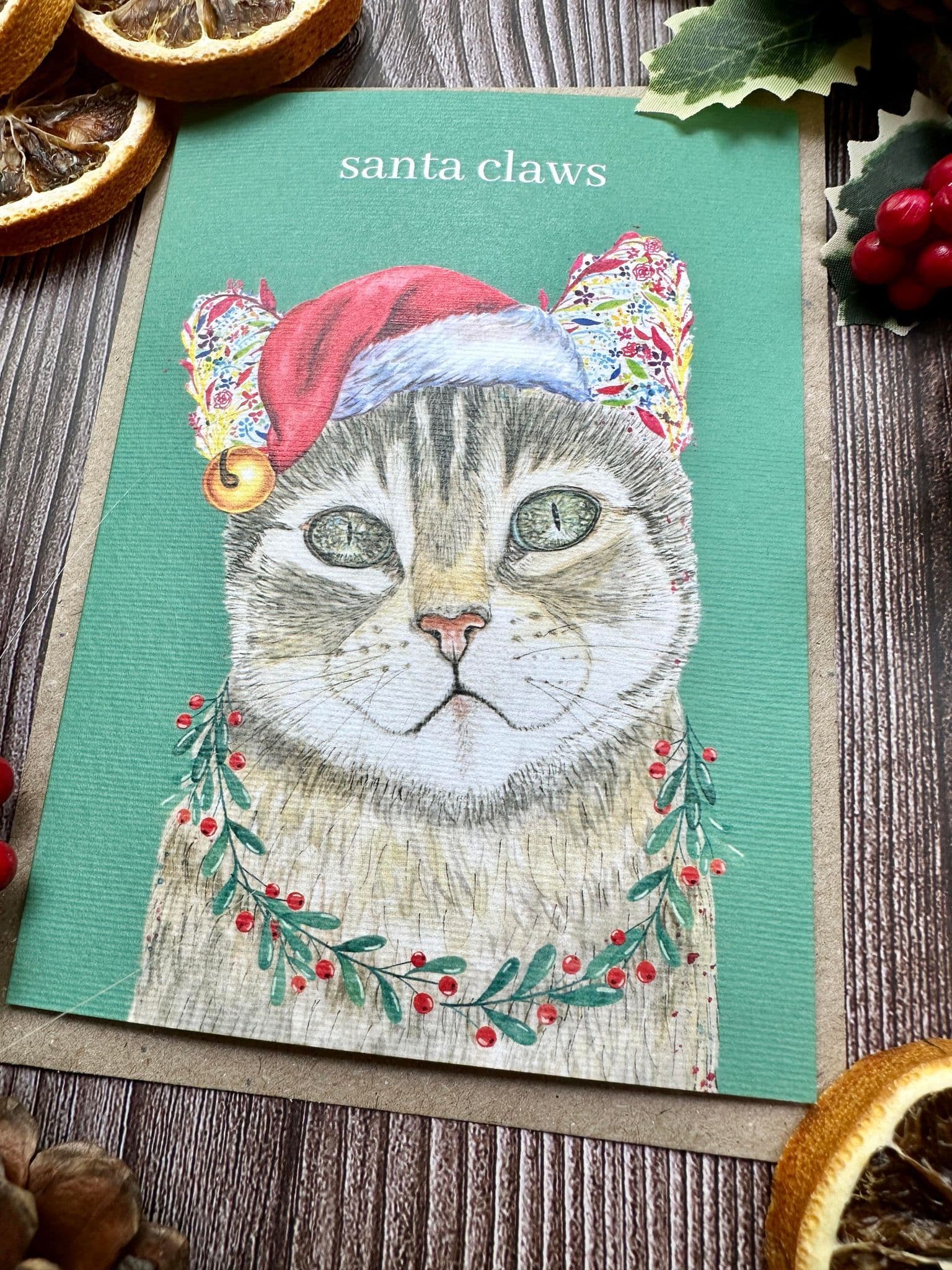 SANTA CLAWS CAT CHRISTMAS ECO CARD