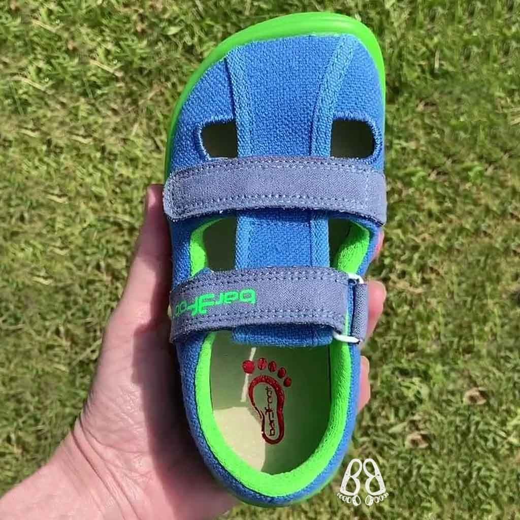3f Bar3foot Barefoot Sandals Recycled Canvas - Green / Blue