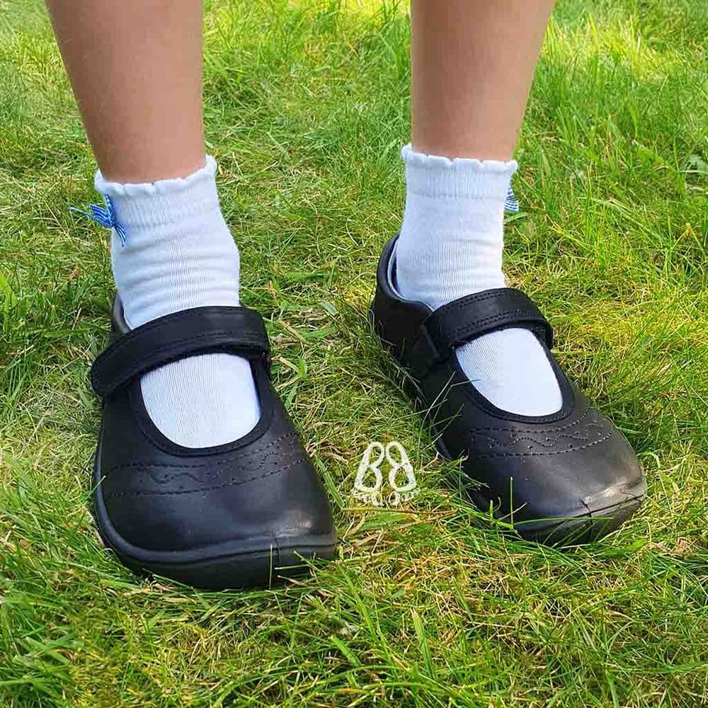 Bar3foot Nimble Leather Mary Jane Barefoot School Shoes - Black