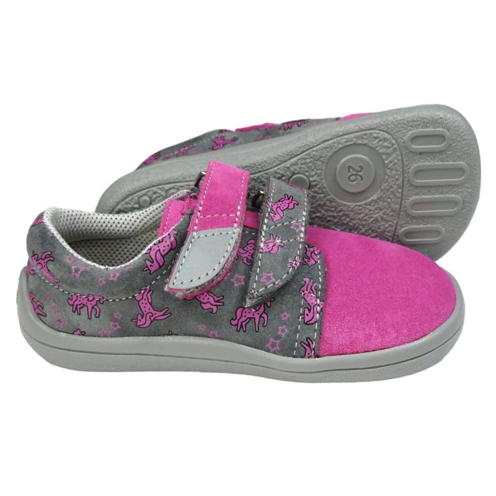 Beda Barefoot Low Leather Shoes Unicorns - Pink
