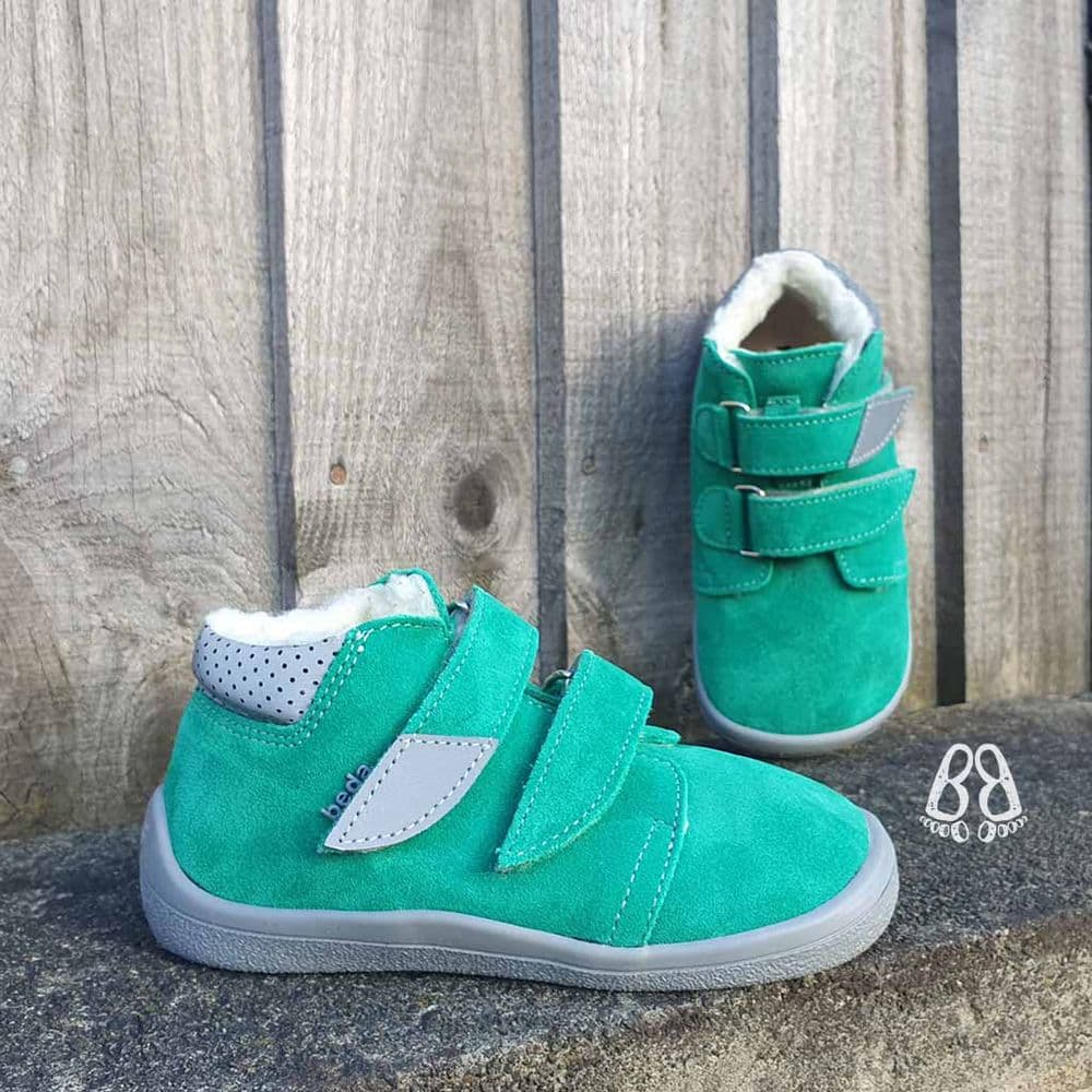 Beda Barefoot Sam Wool-Lined Winter Ankle Shoes Green