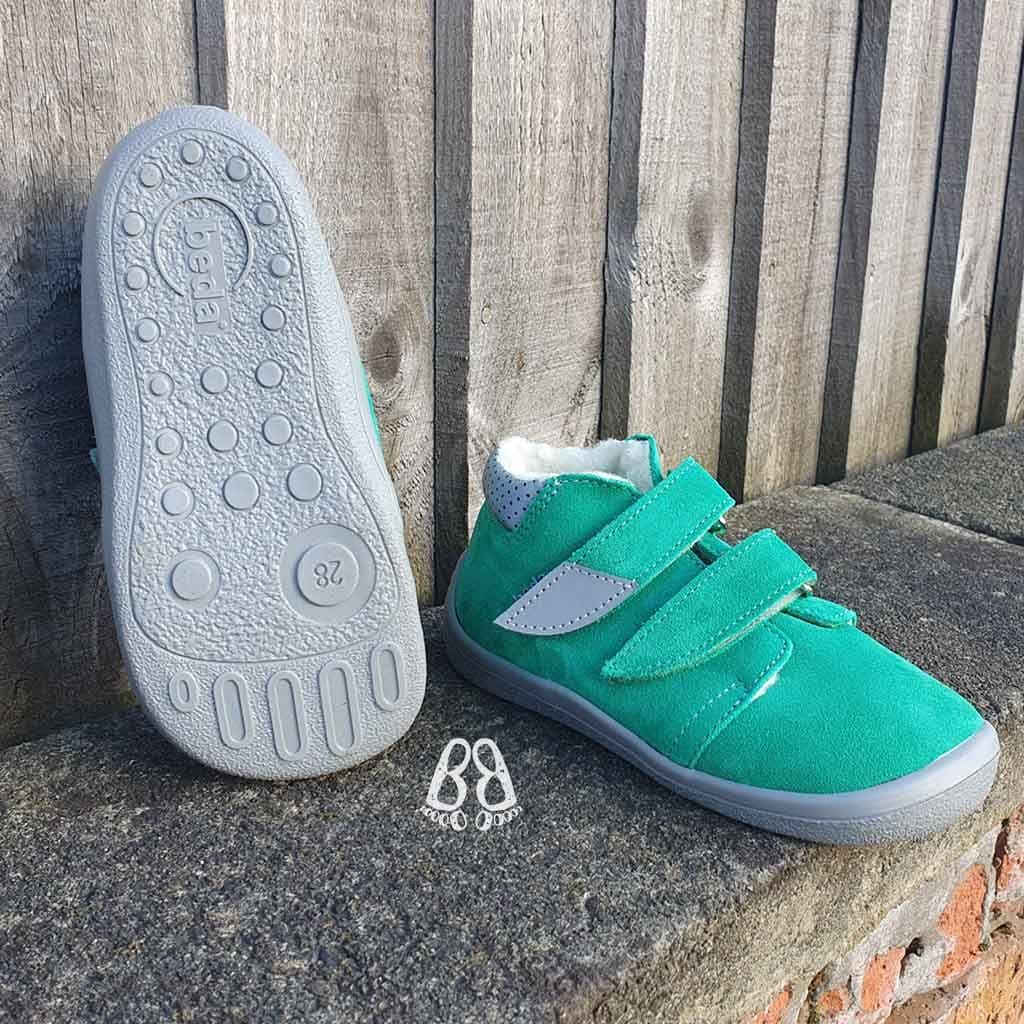 Beda Barefoot Sam Wool-Lined Winter Ankle Shoes Green