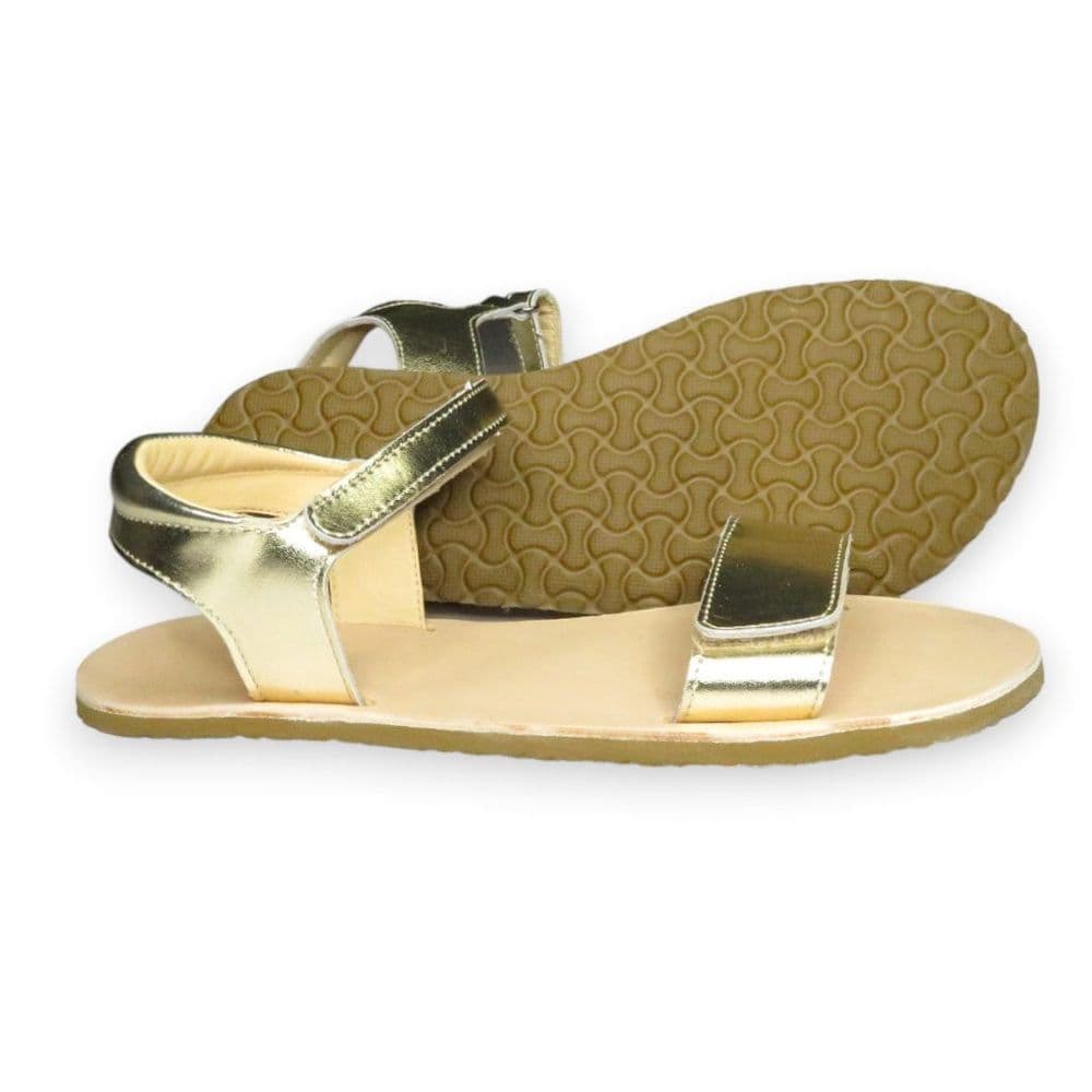 Ef Barefoot Ladies Leather Sandals - Gold