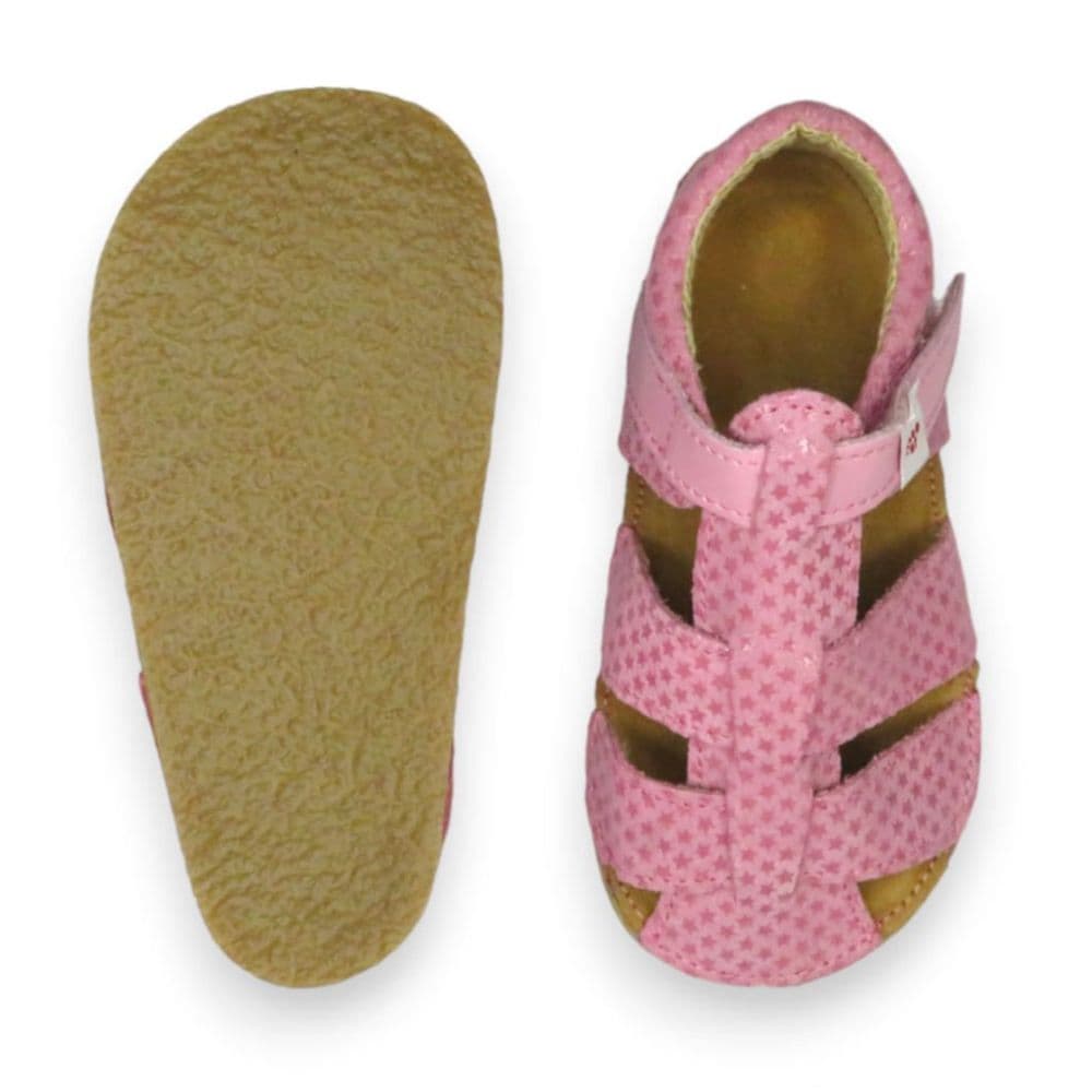 Ef Barefoot Leather Sandals - Pink Stars