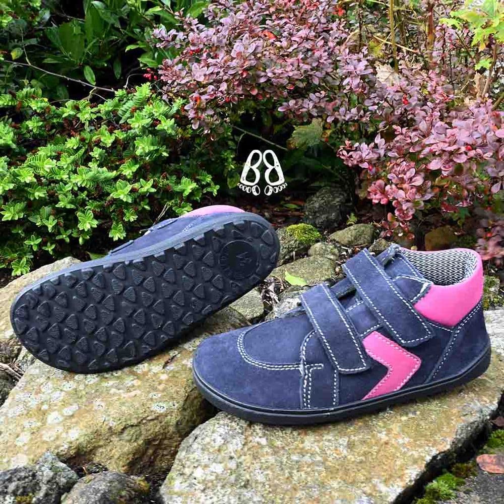 Ef Barefoot Lola Ankle Shoes with TEX Membrane - Navy Pink